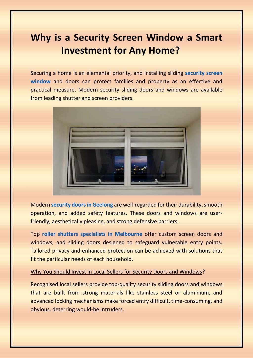 PPT - Why is a Security Screen Window a Smart Investment for Any Home ...
