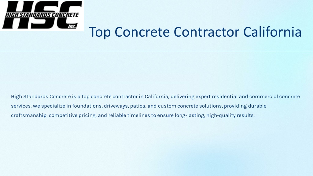PPT - Residential Concrete Services - High Standards Concrete ...