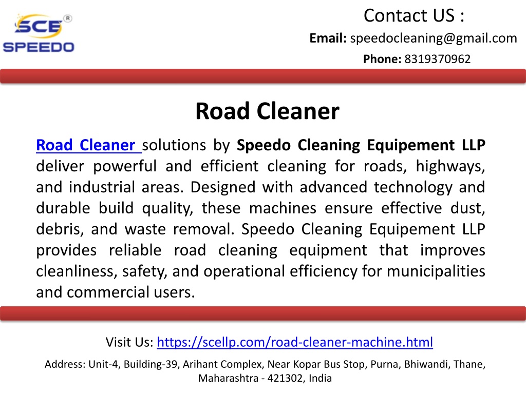 PPT - Road Cleaner | Speedo Cleaning Equipement LLP PowerPoint ...