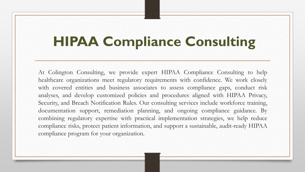 PPT - HIPAA Compliance Consulting for Healthcare Providers PowerPoint ...