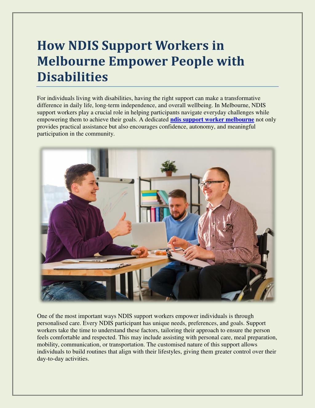 PPT - How NDIS Support Workers in Melbourne Empower People with ...