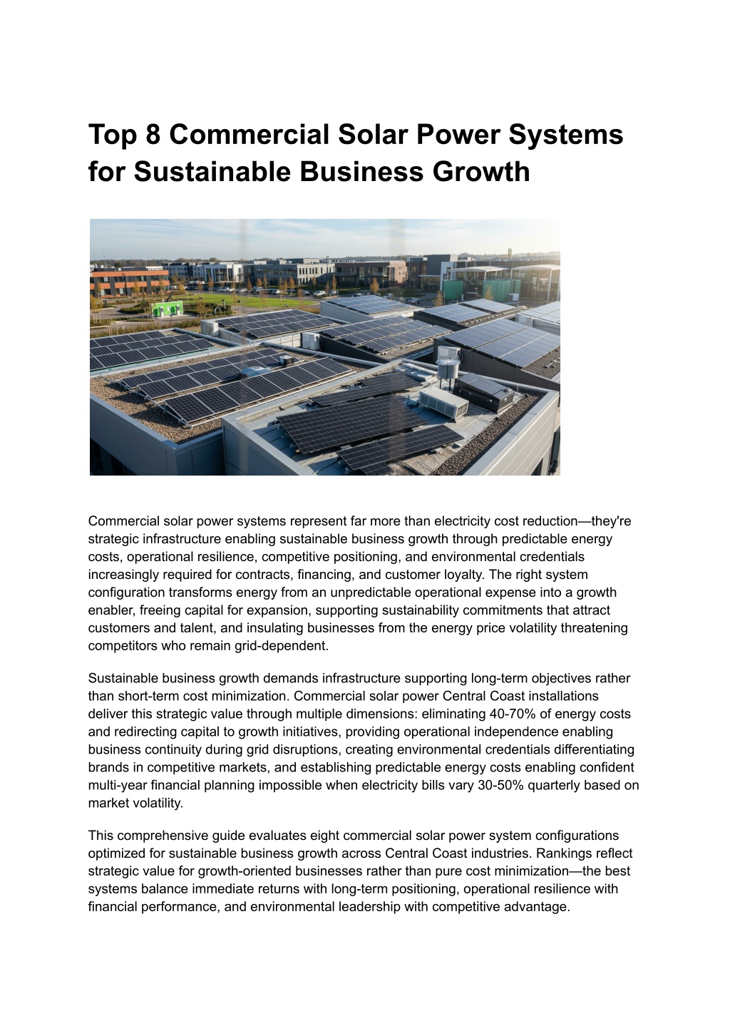PPT - Top 8 Commercial Solar Power Systems for Sustainable Business ...