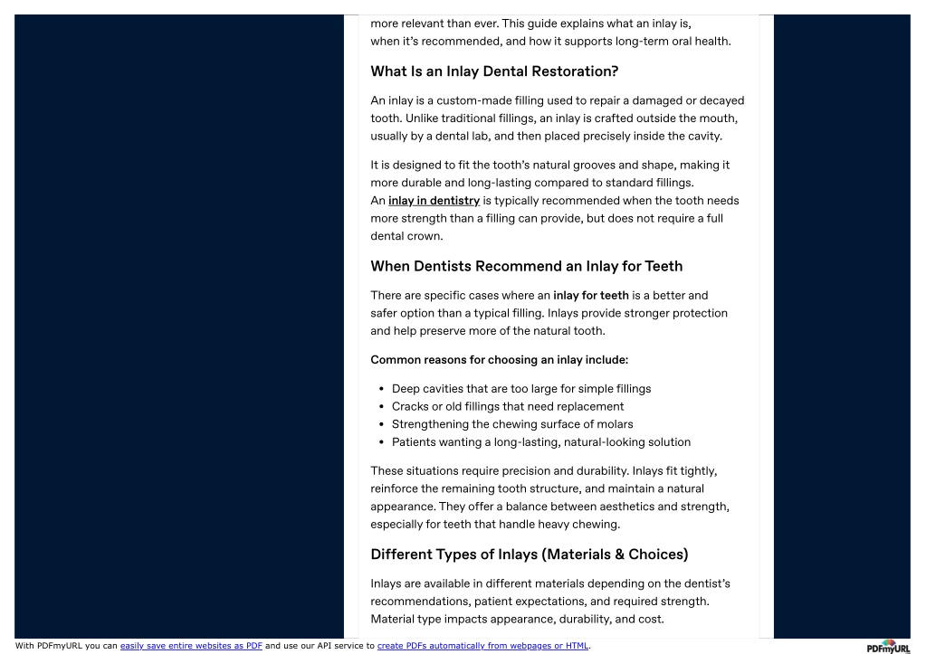 PPT - What Is Inlay Dental Restoration A Simple Patient Guide ...