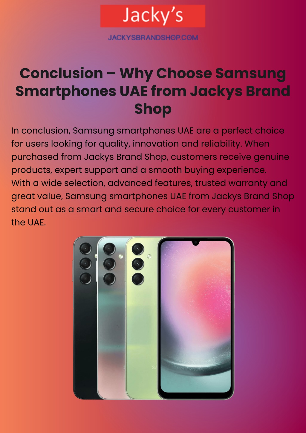 PPT - Why Choose Samsung Smartphones UAE from Jackys Brand Shop ...