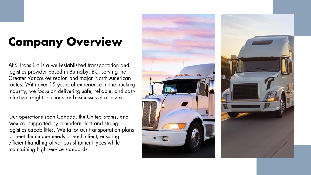 PPT - Trucking AFS Trans Co – Trucking & Logistics Solutions Vancouver ...