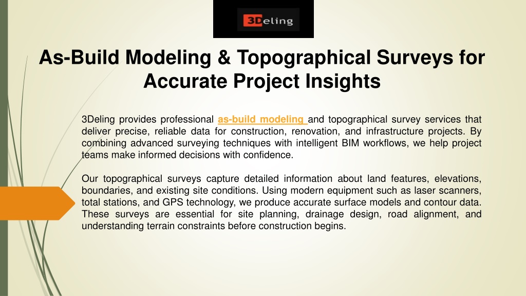 PPT - As-Build Modeling & Topographical Surveys for Accurate Project ...
