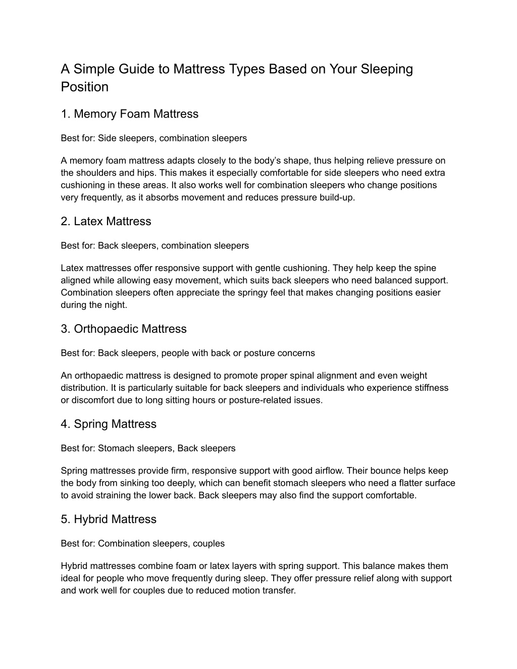 PPT - How to Choose the Right Mattress for Your Sleep Position ...
