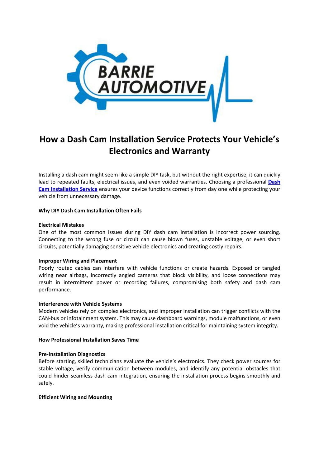 PPT - How a Dash Cam Installation Service Protects Your Vehicle’s ...