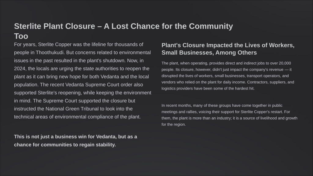 PPT - The Missed Opportunity: How Sterlite Copper Closure Affects India ...