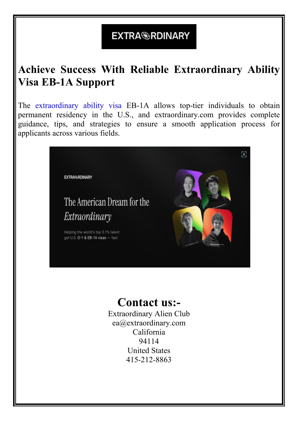 PPT - Achieve Success With Reliable Extraordinary Ability Visa EB-1A ...