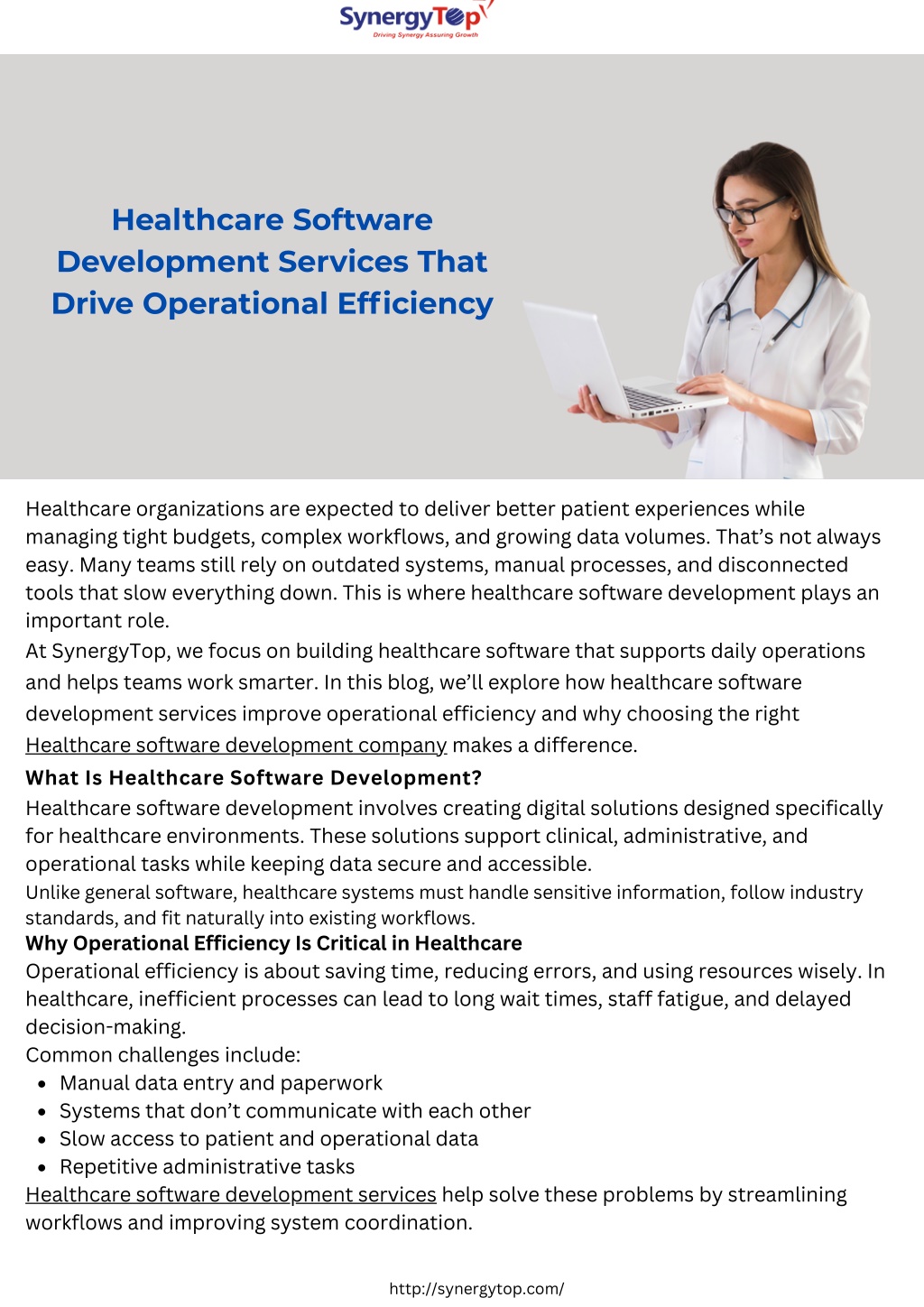 PPT - SynergyTop: A Healthcare software development company building ...
