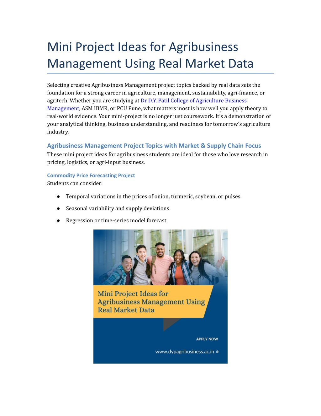 PPT - Mini Project Ideas for Agribusiness Management Using Real Market ...