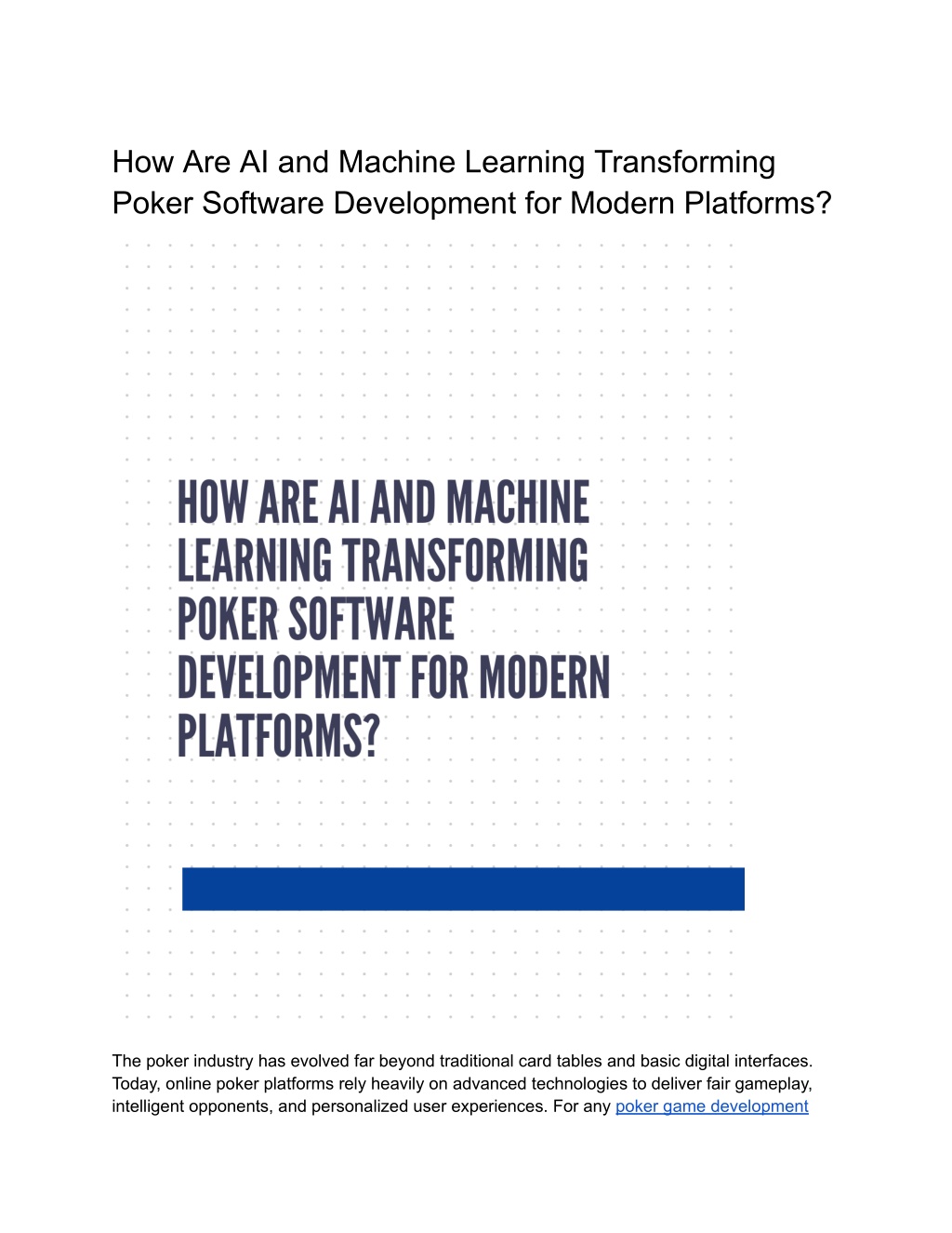 PPT - How Are AI and Machine Learning Transforming Poker Software ...