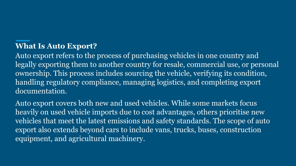 PPT - Auto Export: A Complete Guide to the Global Vehicle Export ...
