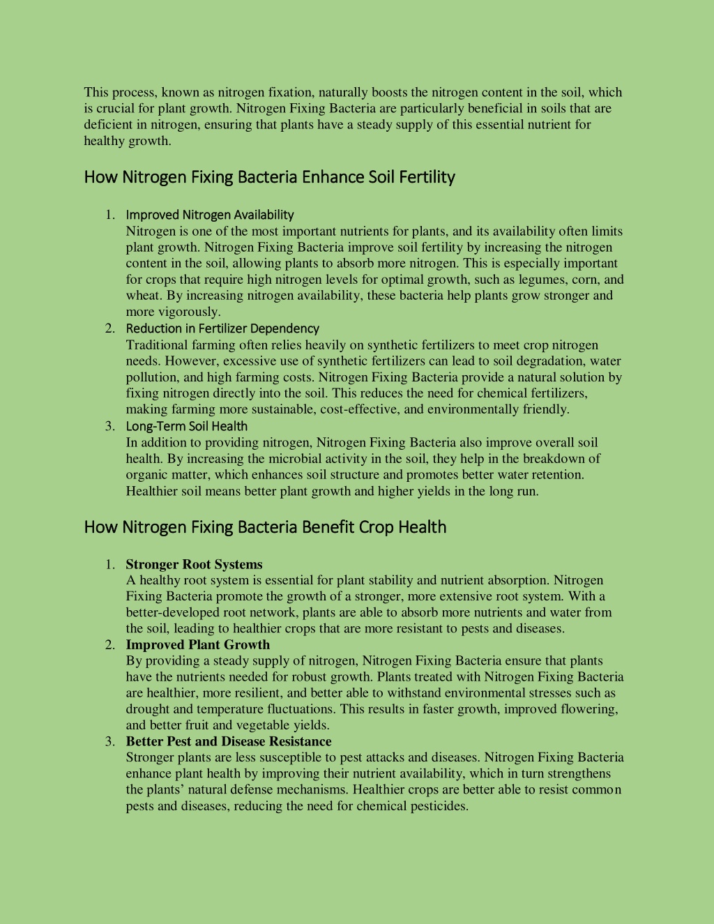PPT - How Nitrogen Fixing Bacteria Enhance Soil Fertility and Crop ...