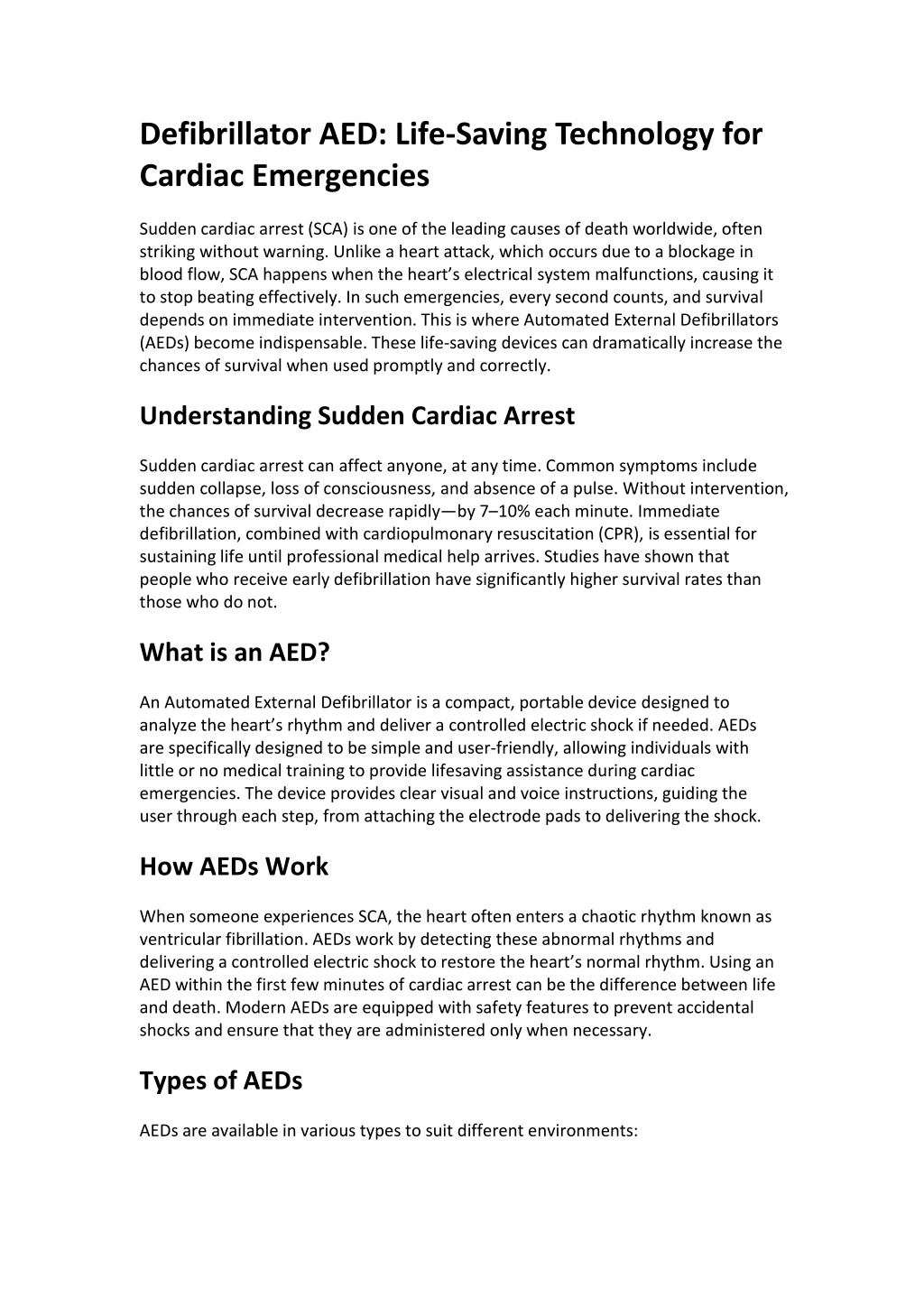 PPT - Defibrillator AED Life-Saving Technology for Cardiac Emergencies ...