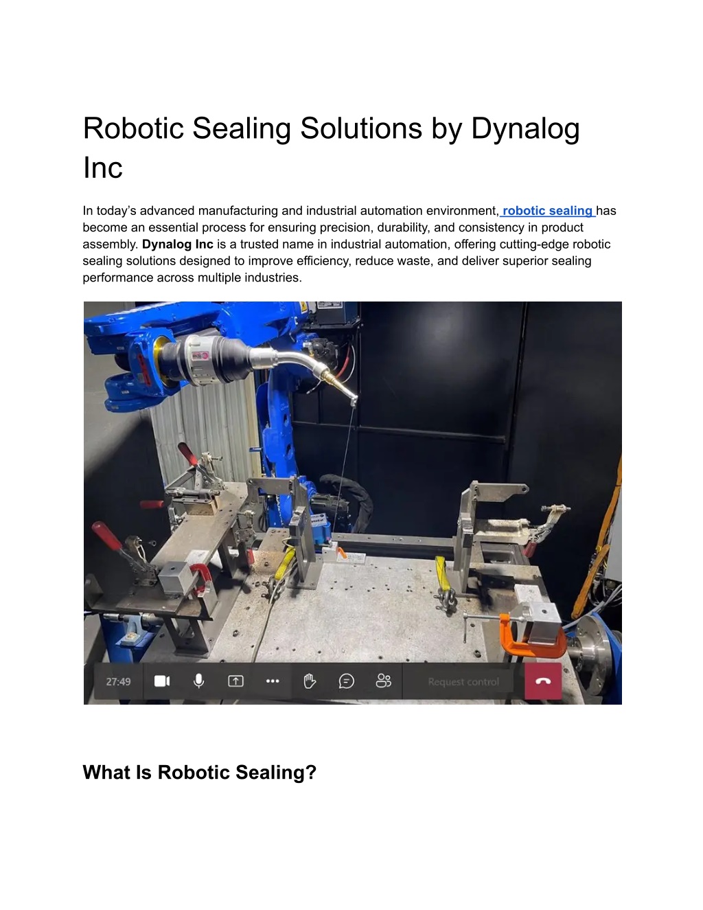 PPT - Robotic Sealing Solutions by Dynalog Inc PowerPoint Presentation ...