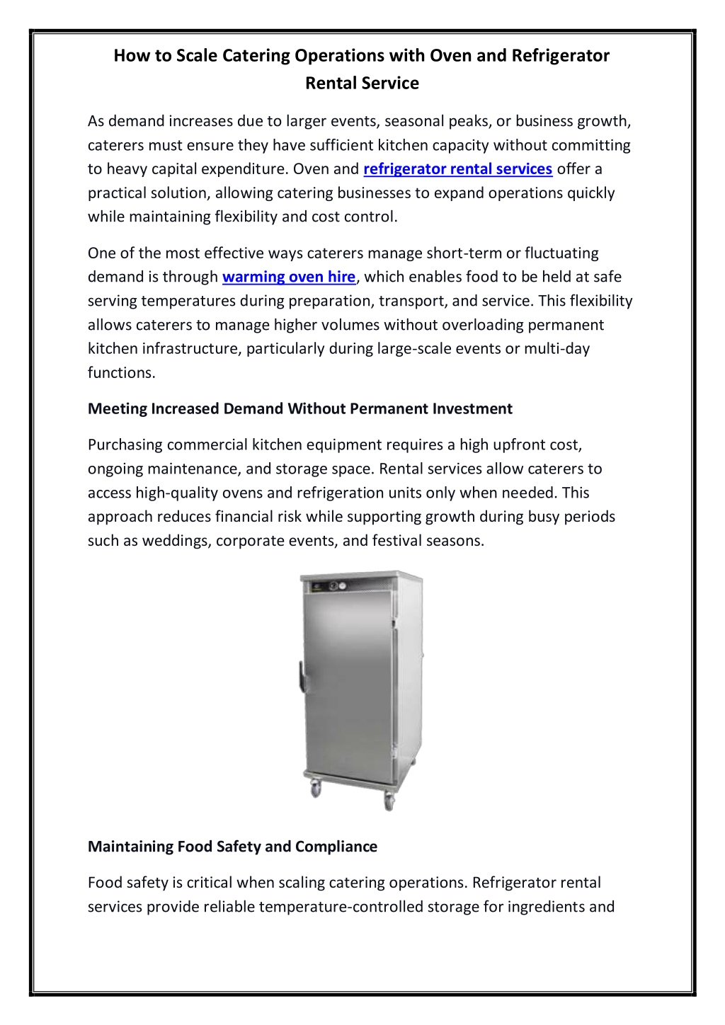 PPT - How to Scale Catering Operations with Oven and Refrigerator ...