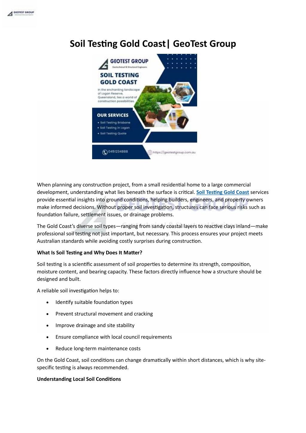 PPT - Soil Testing Gold Coast| GeoTest Group PowerPoint Presentation ...