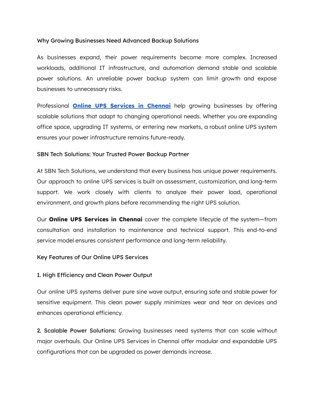 PPT - Online UPS Services in Chennai Advanced Backup Solutions – SBN ...