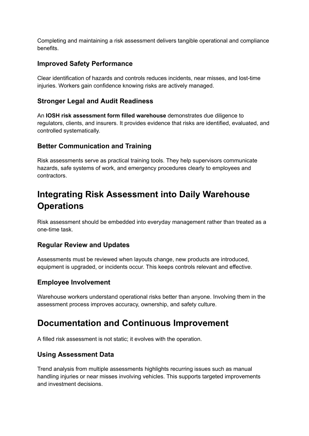 PPT - IOSH Risk Assessment Form Filled Warehouse PowerPoint ...