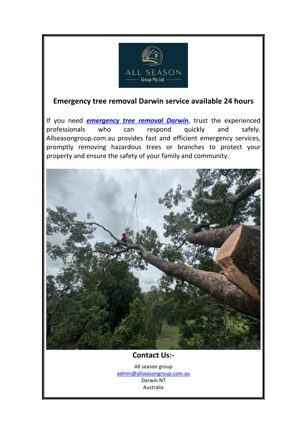 PPT - Emergency tree removal Darwin service available 24 hours ...