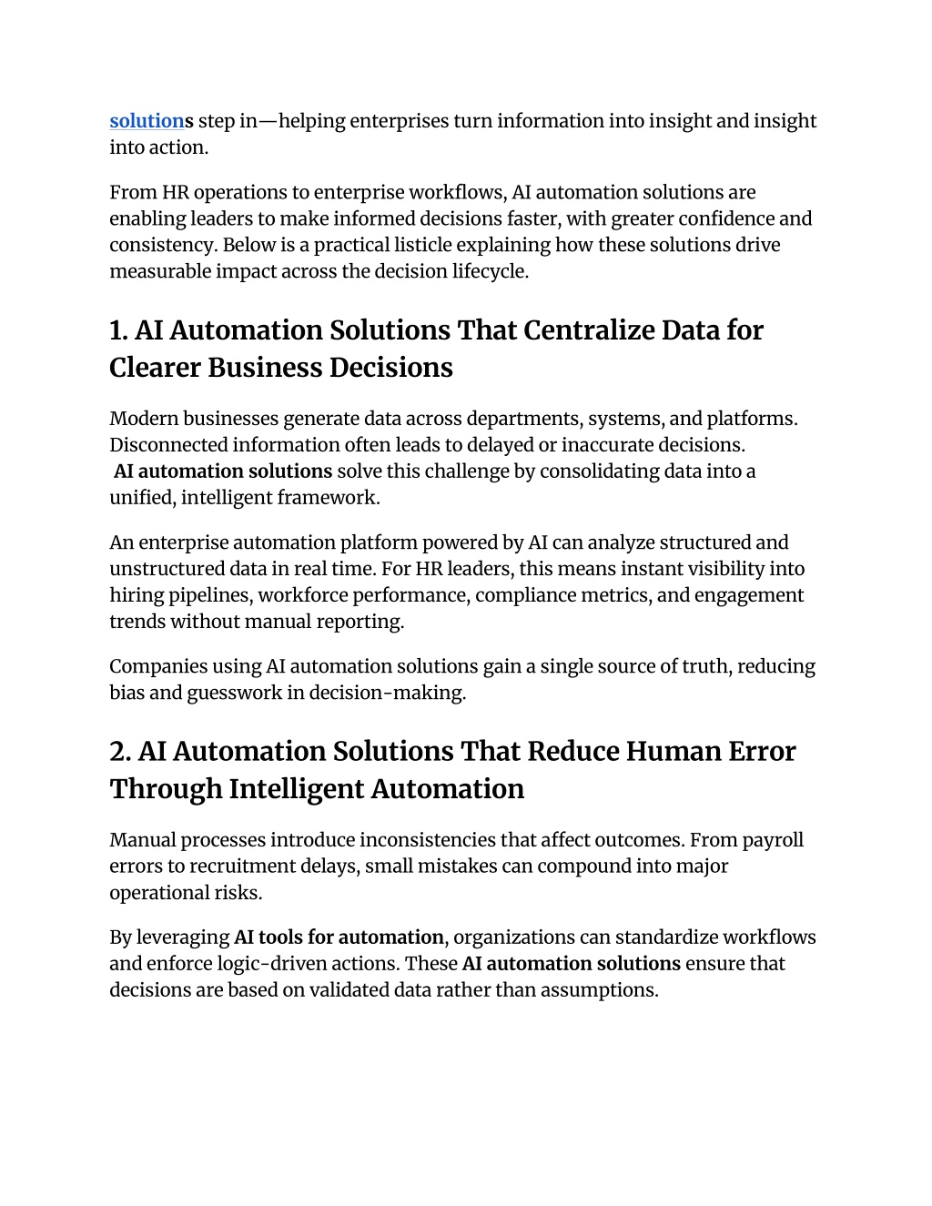 PPT - AI Automation Solutions That Support Smarter, Faster Decision ...