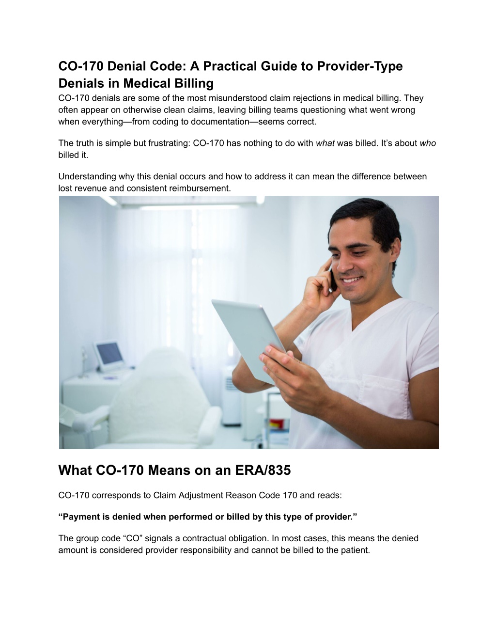 PPT - CO-170 Denial Code_ A Practical Guide to Provider-Type Denials in ...