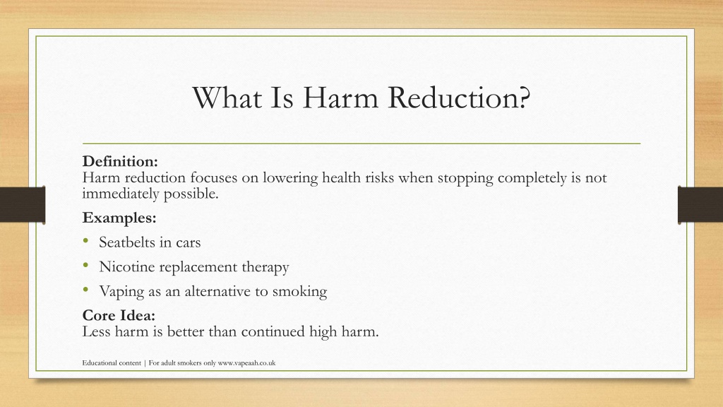 PPT - Harm Reduction and Vaping: A Practical Perspective for Adult ...