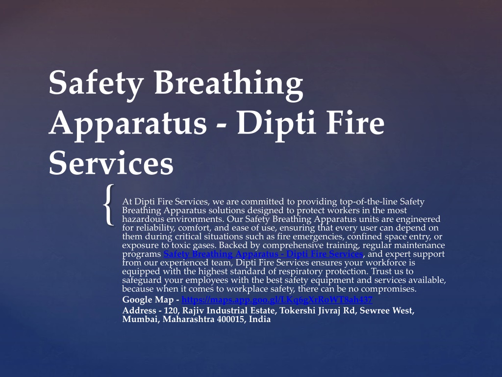 PPT - Self Contained Breathing Apparatus Scba - Dipti Fire Services ...