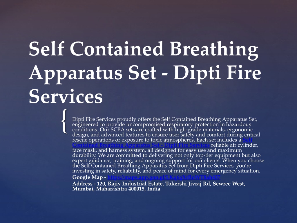 PPT - Self Contained Breathing Apparatus Scba - Dipti Fire Services ...