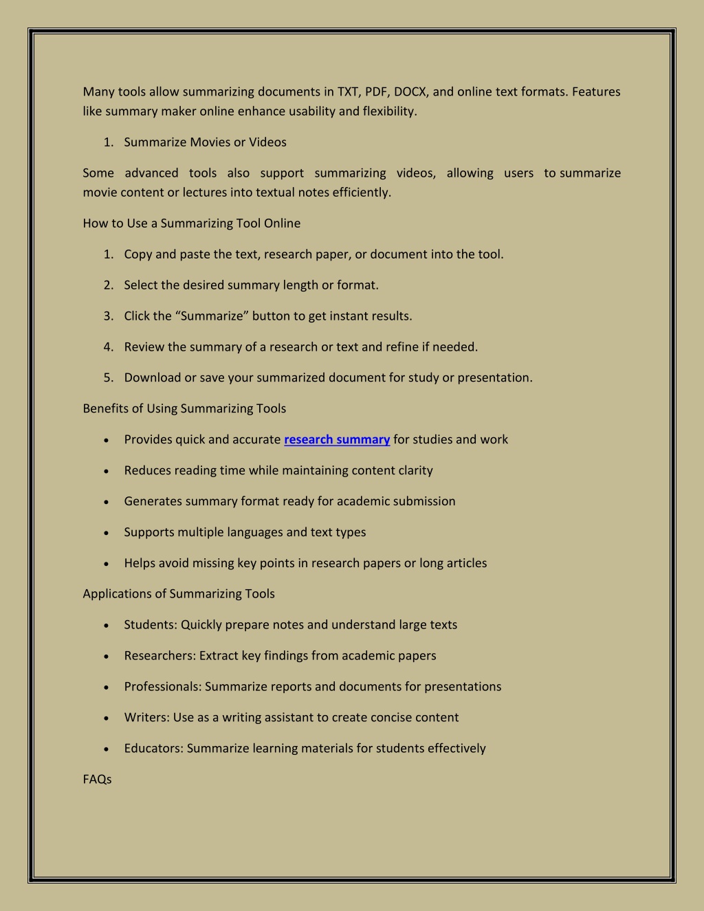 PPT - Effortless Research Summaries with Online Summarizing Tools ...