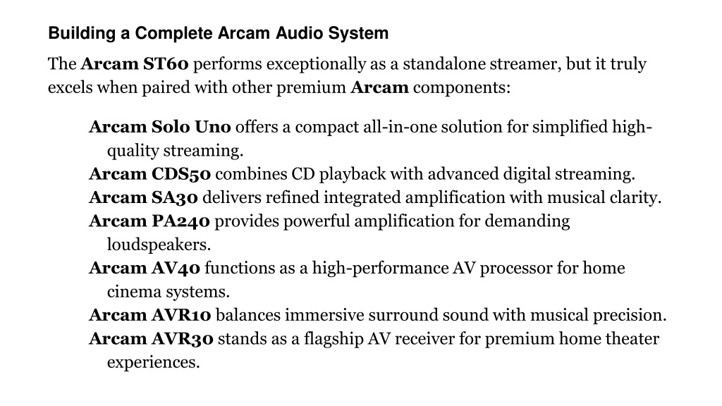 PPT - Arcam ST60 Premium Network Streamer for Audiophile-Grade Sound ...