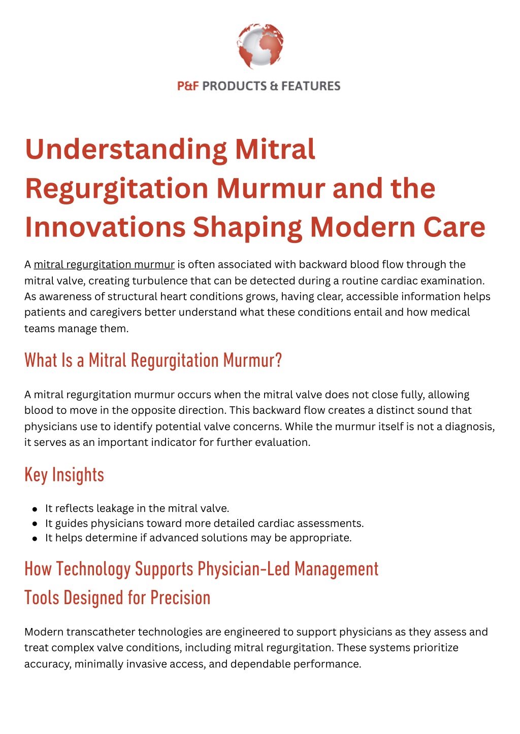 PPT - P&F Products & Features mitral regurgitation murmur Systems ...