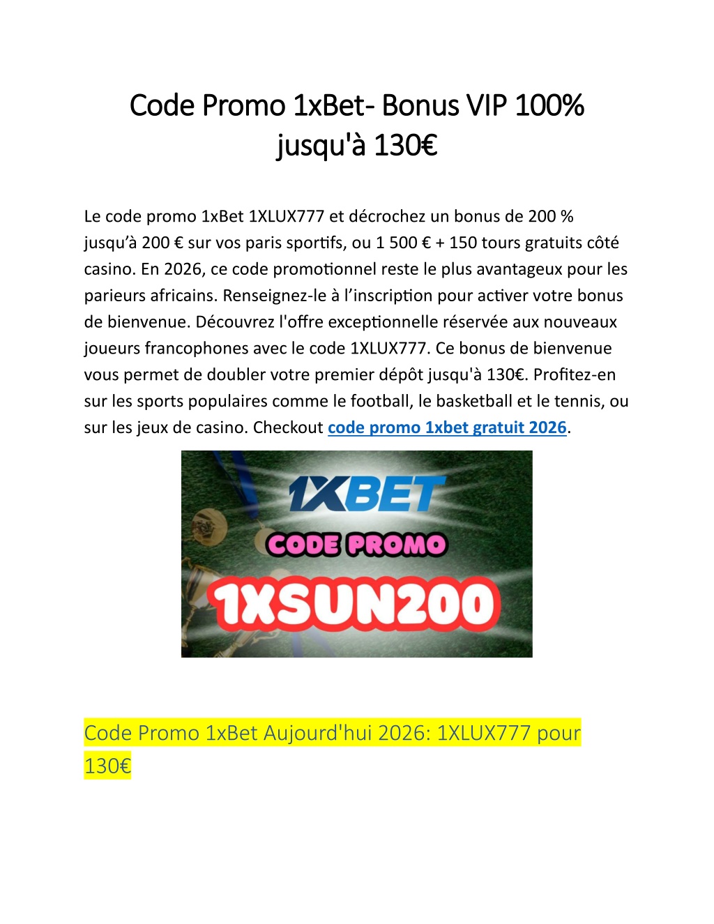 PPT - Code promo 1XBET pour 2026: 1XLUX777 - bonus de 130 € PowerPoint ...