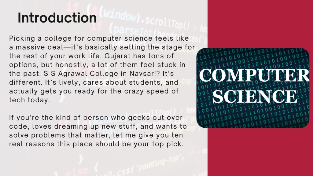 PPT - Top 10 Reasons to Study Computer Science at S S Agrawal College ...
