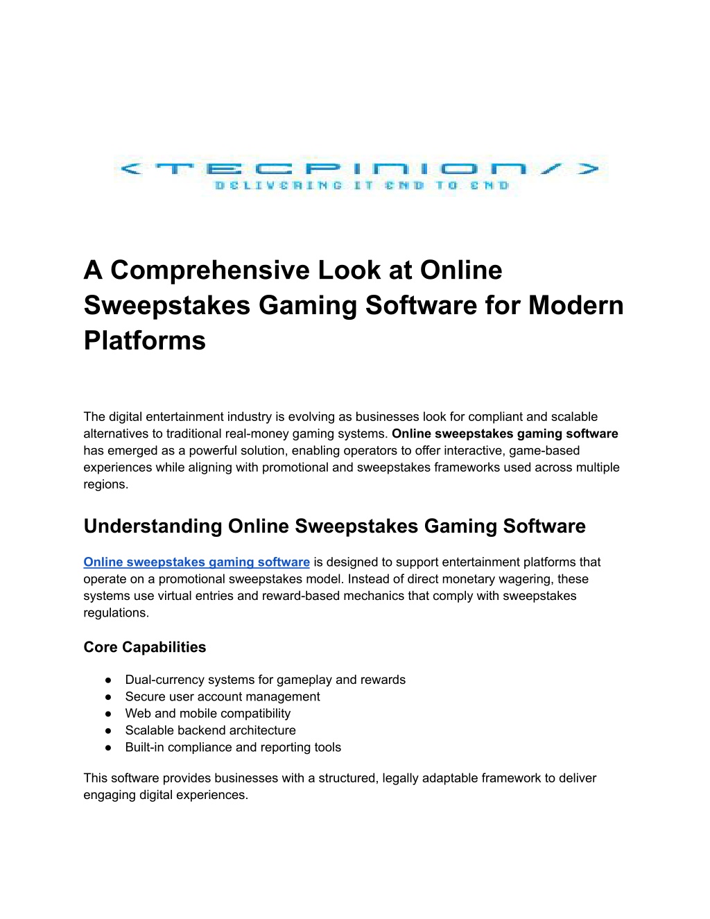 PPT - A Comprehensive Look at Online Sweepstakes Gaming Software for ...