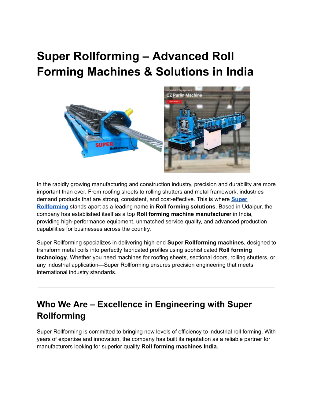 PPT - Super Rollforming – Advanced Roll Forming Machines & Solutions in ...