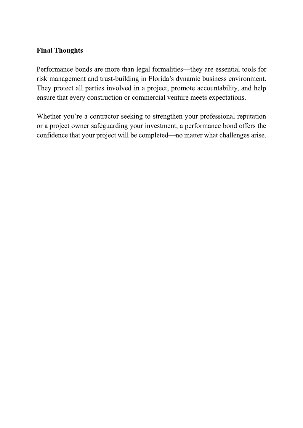 PPT - Performance Bonds in Florida – Building Trust and Ensuring ...