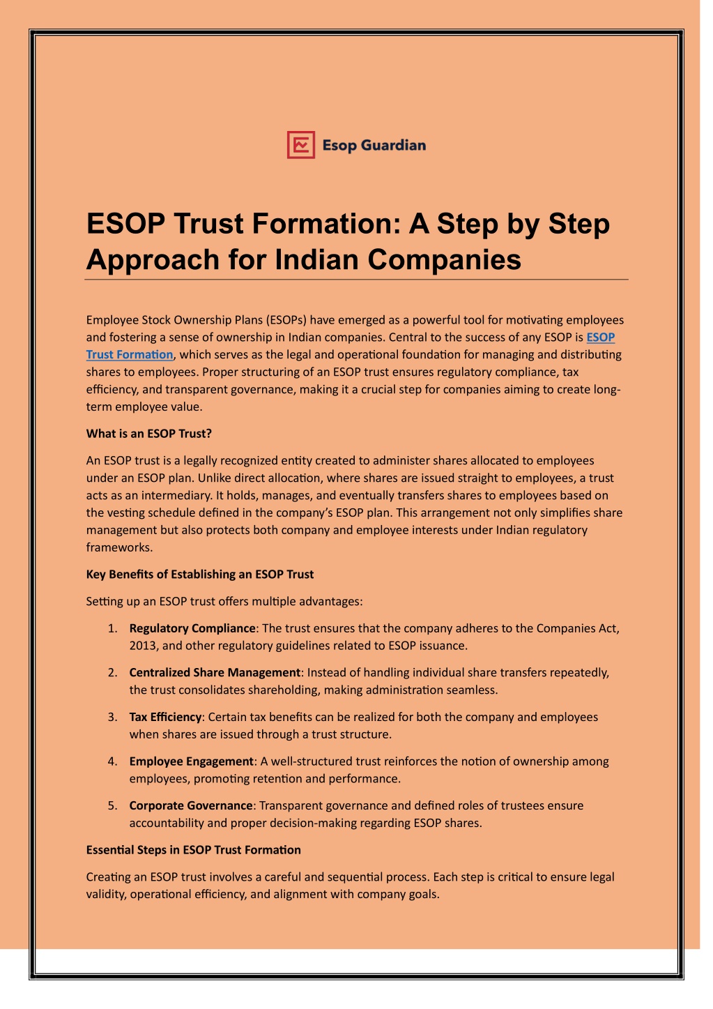 PPT - ESOP Trust Formation A Step by Step Approach for Indian Companies ...