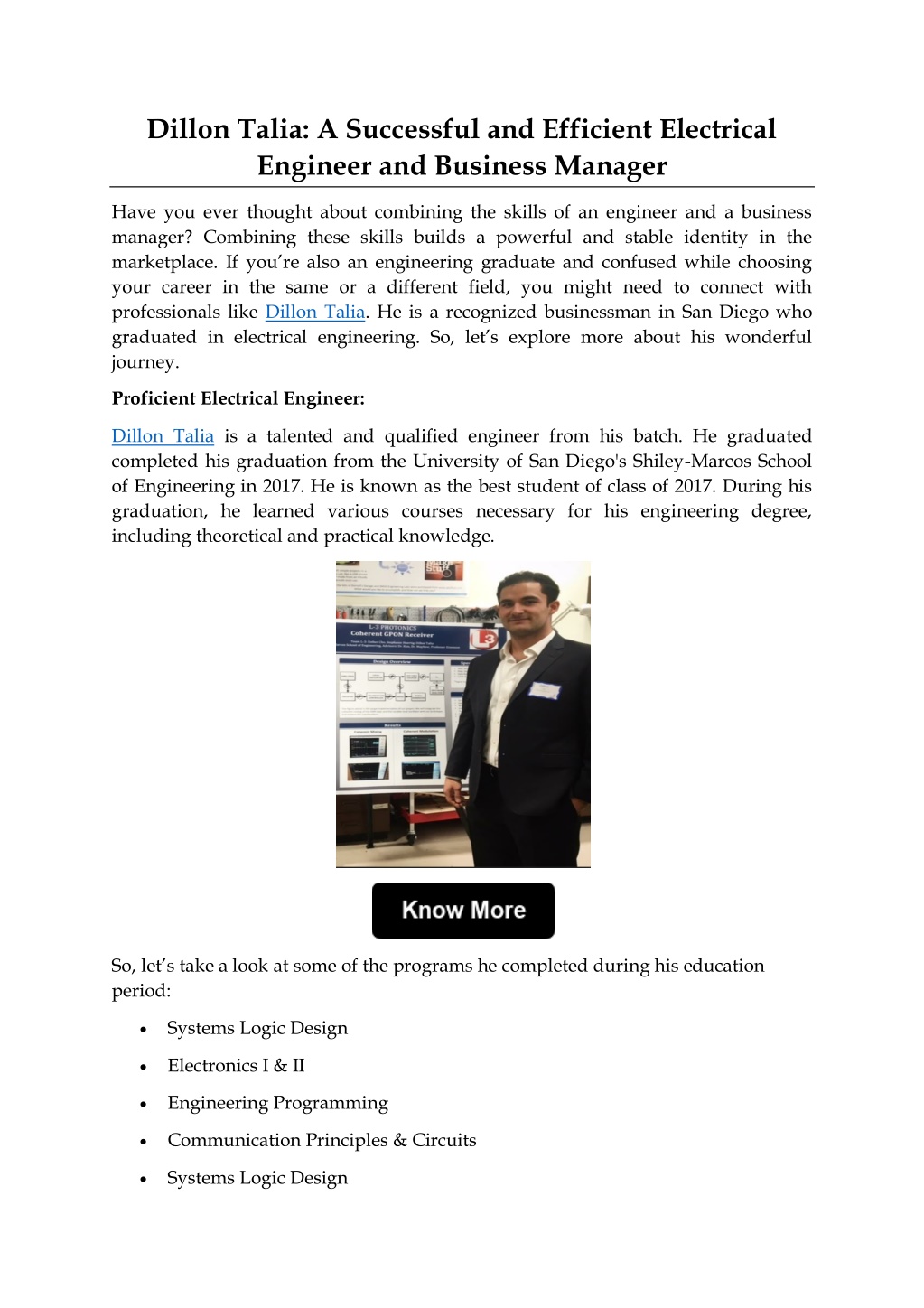 PPT - Dillon Talia A Successful and Efficient Electrical Engineer and ...
