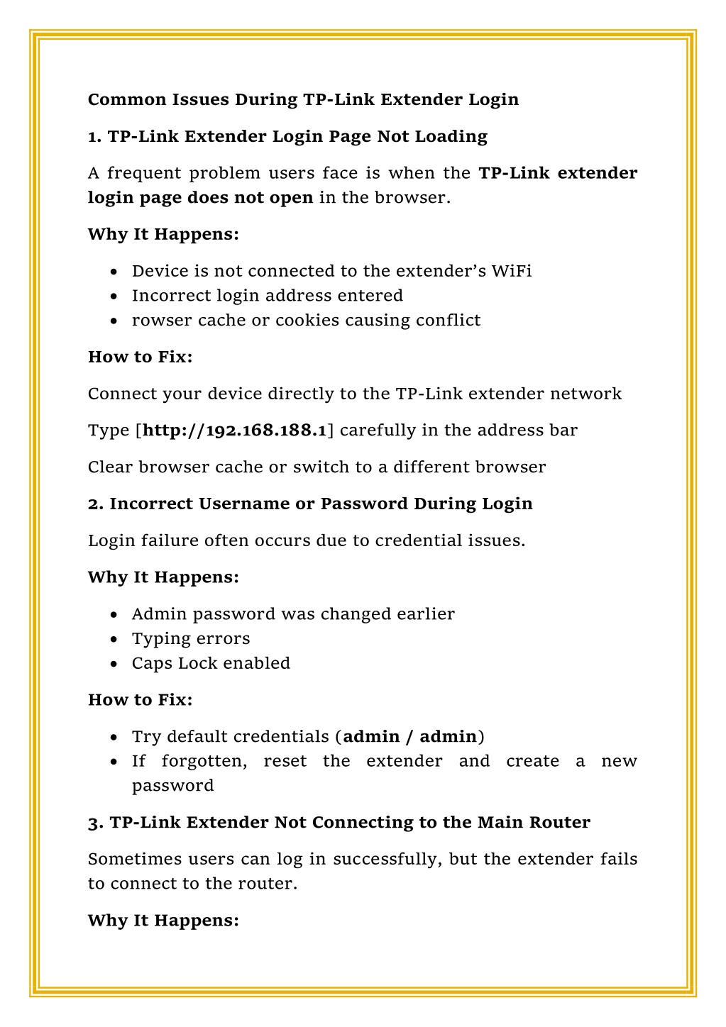PPT - TP-Link Extender Login Issues – Fix 192.168.188.1 Not Working ...