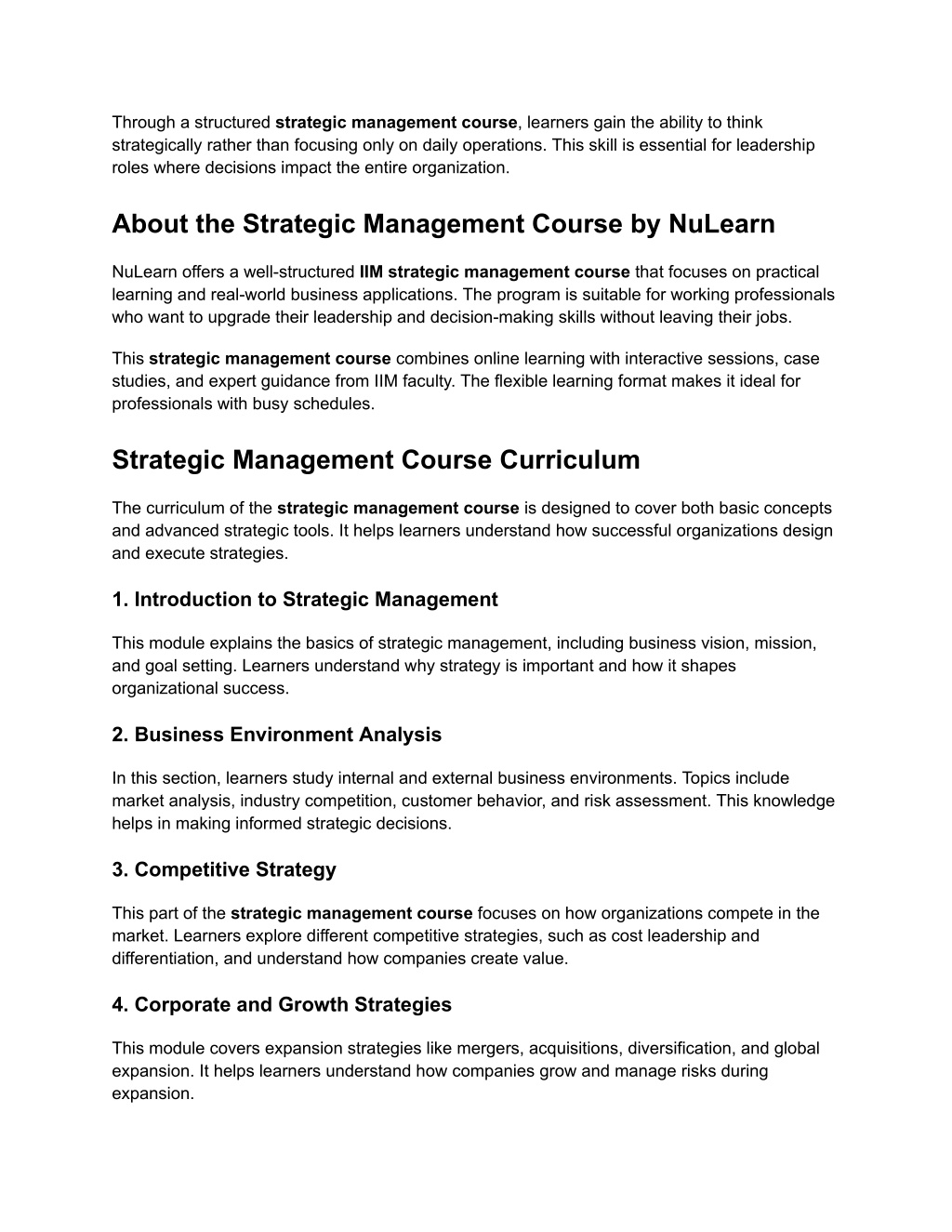 PPT - Strategic Management Course: Curriculum, Learning Outcomes, and ...