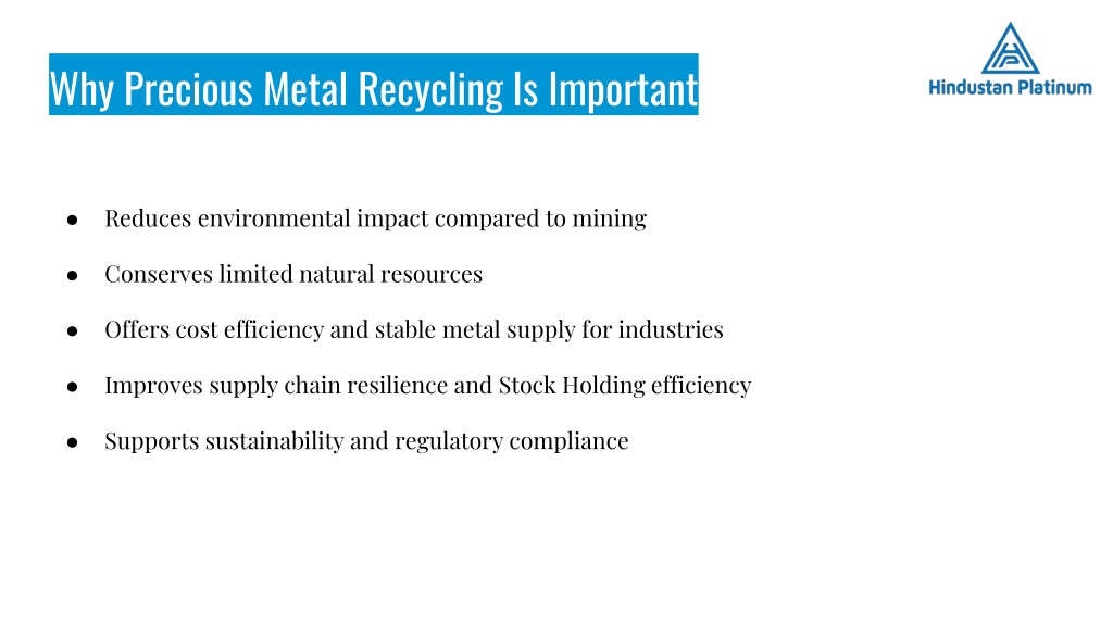 PPT - Precious Metal Recycling: Sustainable Solutions for Industry and ...