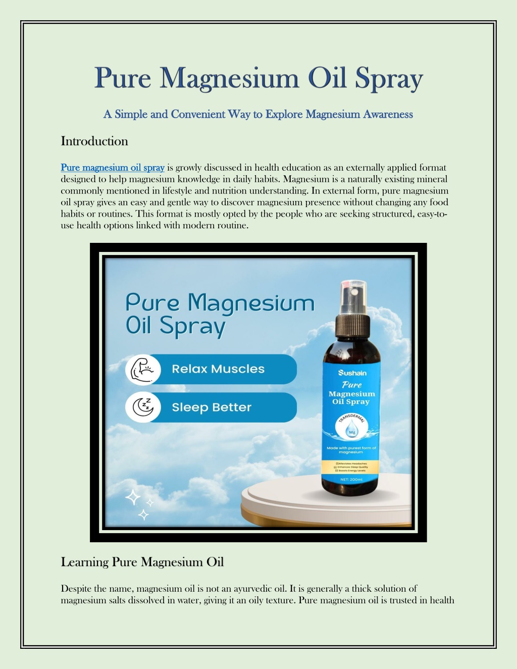 PPT - Buy Pure Magnesium Oil Spray-Easy-to-Use Mineral Body Application ...