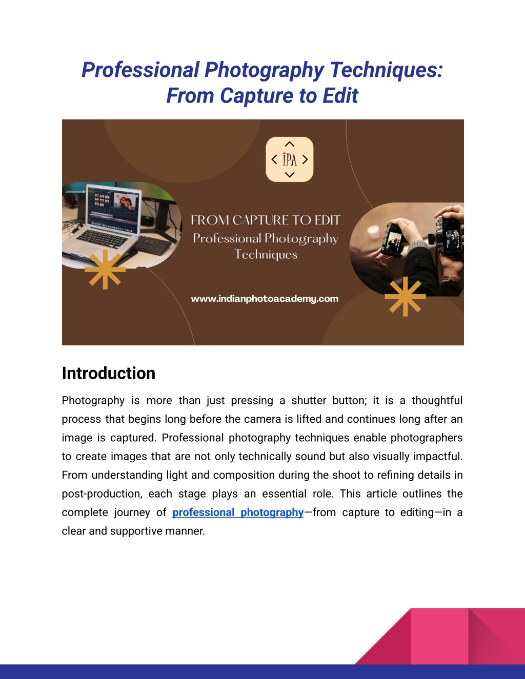 PPT - Professional Photography Techniques_ From Capture to Edit_Indian ...