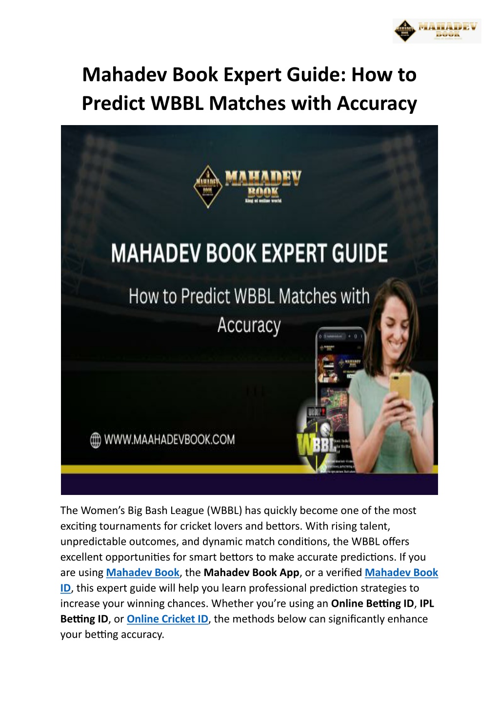 PPT - Mahadev Book Expert Guide How to Predict WBBL Matches with ...