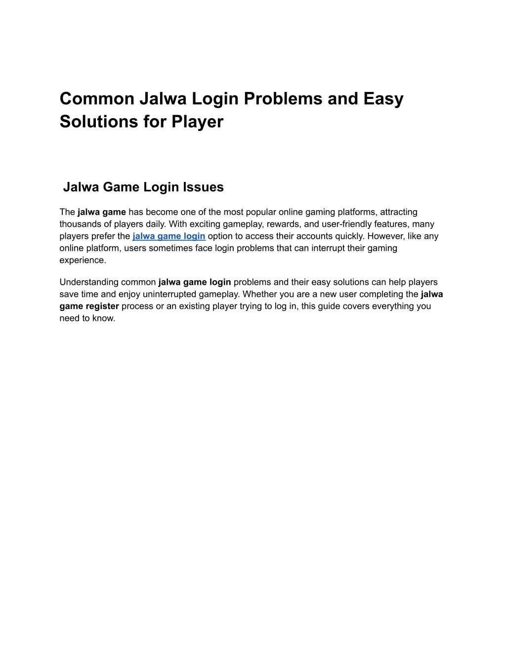 PPT - Common Jalwa Login Problems and Easy Solutions for Player ...