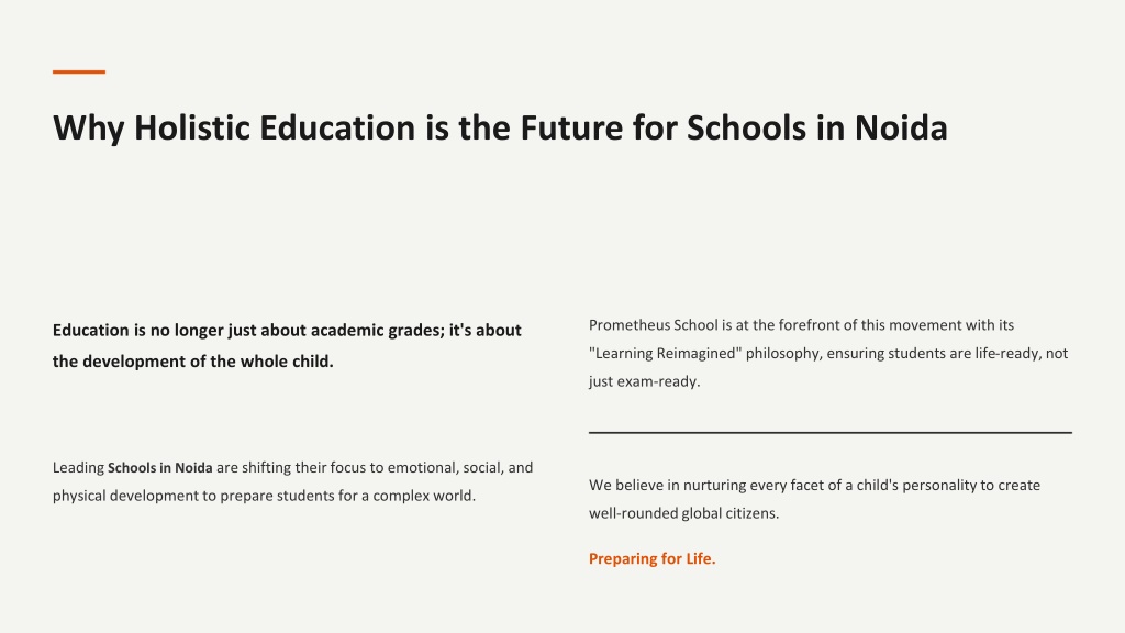 PPT - Schools in Noida Leading the Way in Holistic Education Prometheus ...