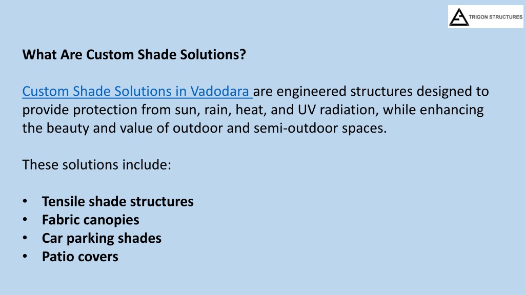 PPT - Trusted Canopy Structures Manufacturer & Custom Shade Solutions ...